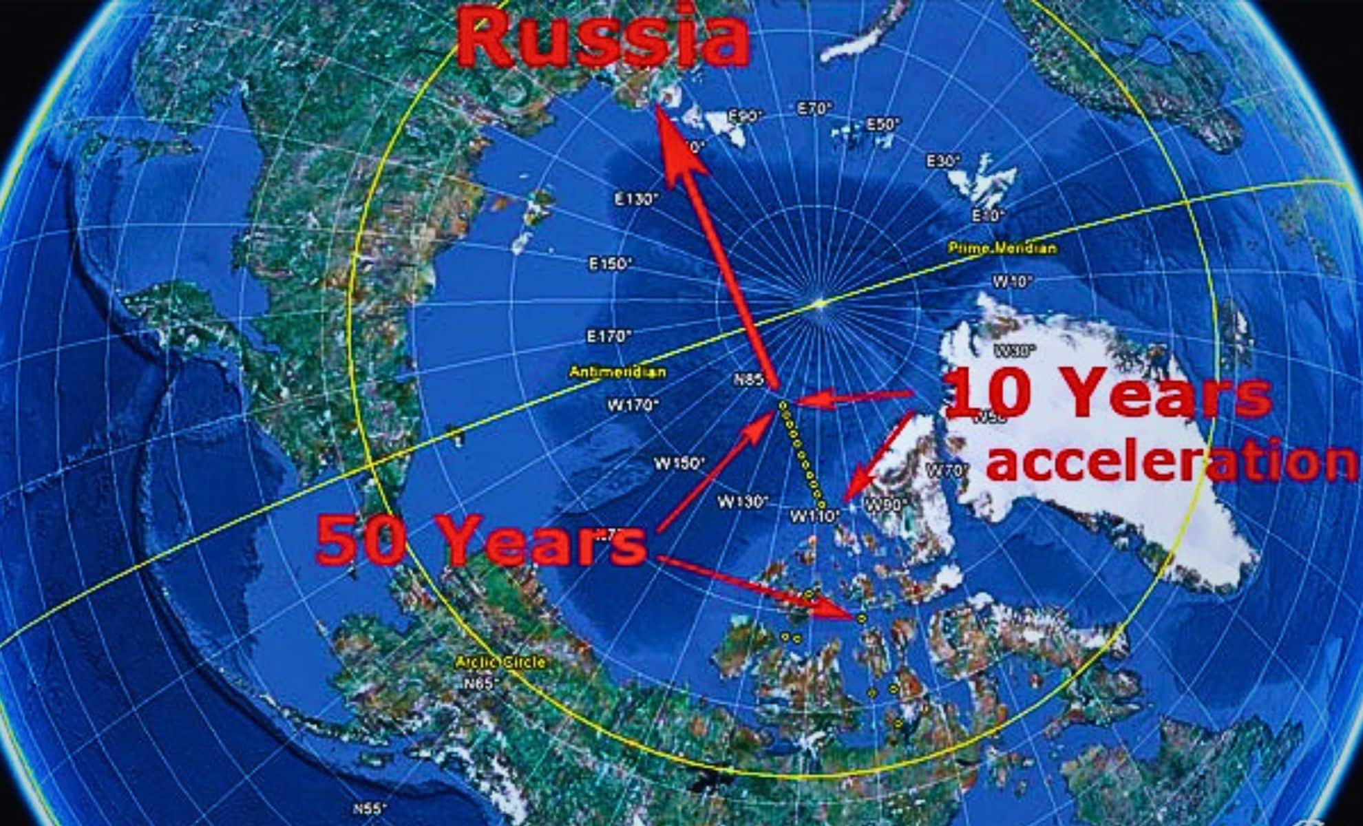 Earth’s magnetic north pole has moved roughly 1,100 kilometers (680 ...